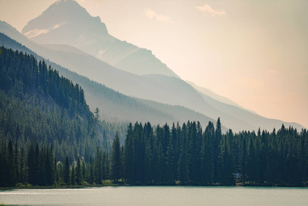 Layers of Lake Minnewanka - Photographic print for sale