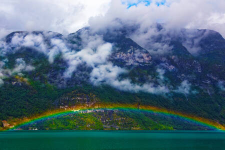 Rainbow on a lake in Norway - Photographic print for sale