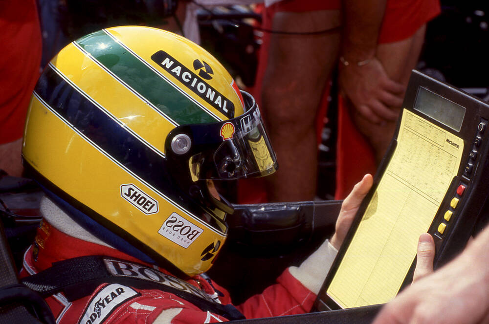 Old-fashioned time sheet for Ayrton Senna - Photographic print for sale