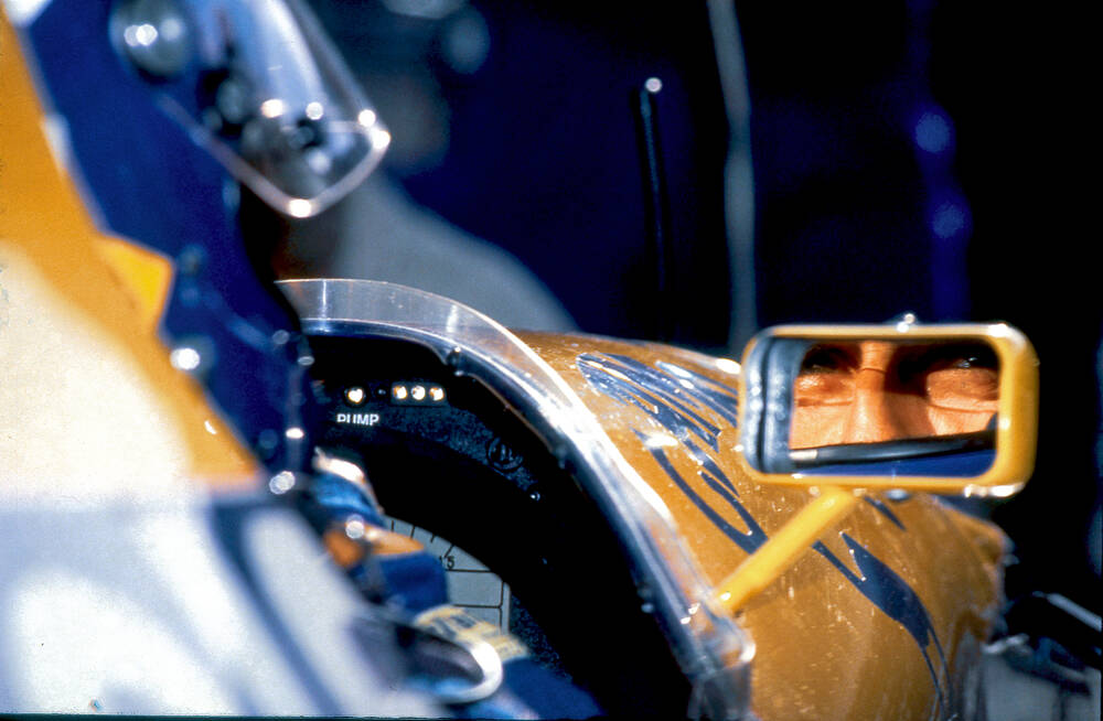 Alain Prost in the F1 rear-view mirror - Photographic print for sale