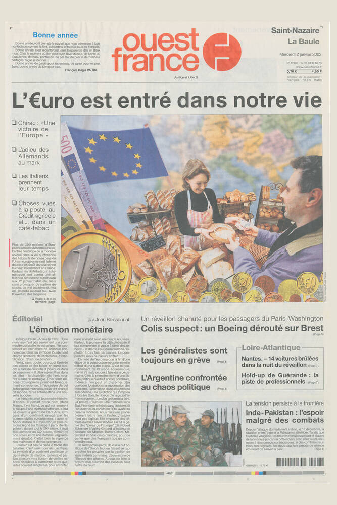 Front page of Ouest France dated January 2, 2002 - Photographic print ...