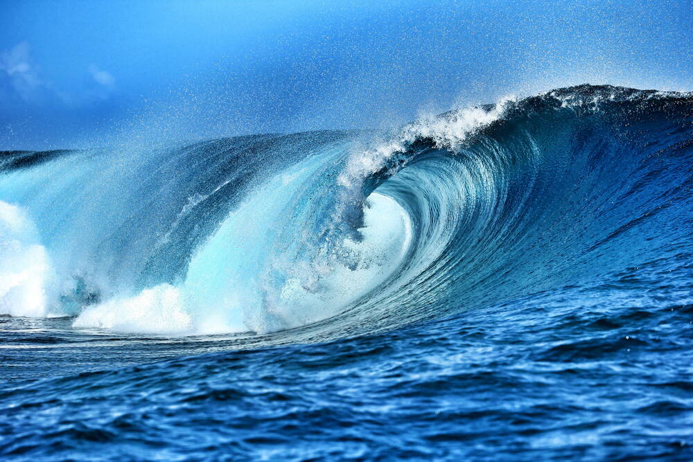 Blue tide in Tahiti - Photographic print for sale