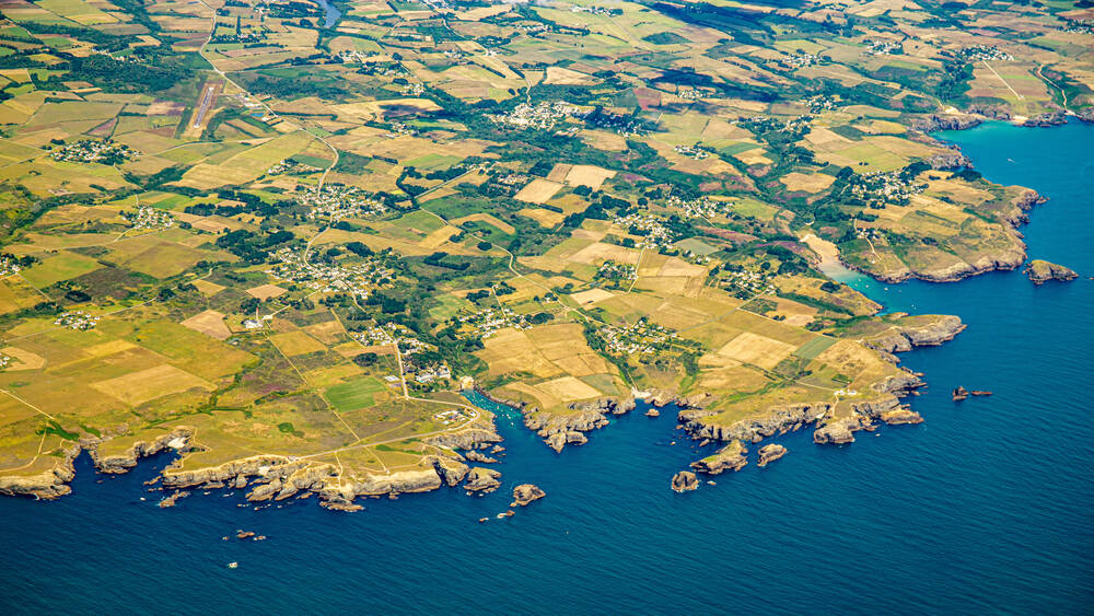 Aerial view of Port de Goulphar in Belle ile en Mer - Photographic ...