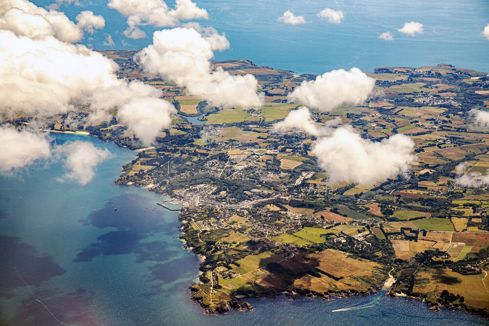 A bird's eye view of the port of Le Palais, the capital of Belle Ile en ...