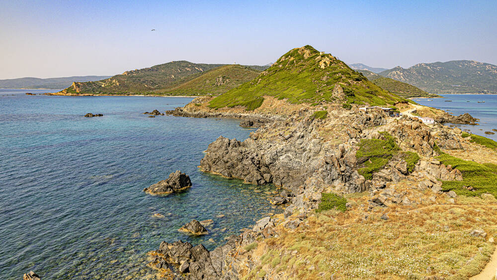 Pointe de la Parata towards les sanguinaires in southern Corsica ...