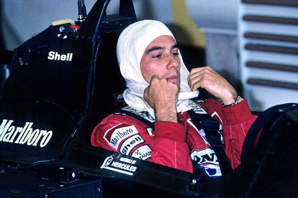 Ayrton Senna in the cockpit Imola 1989 - Photographic print for sale