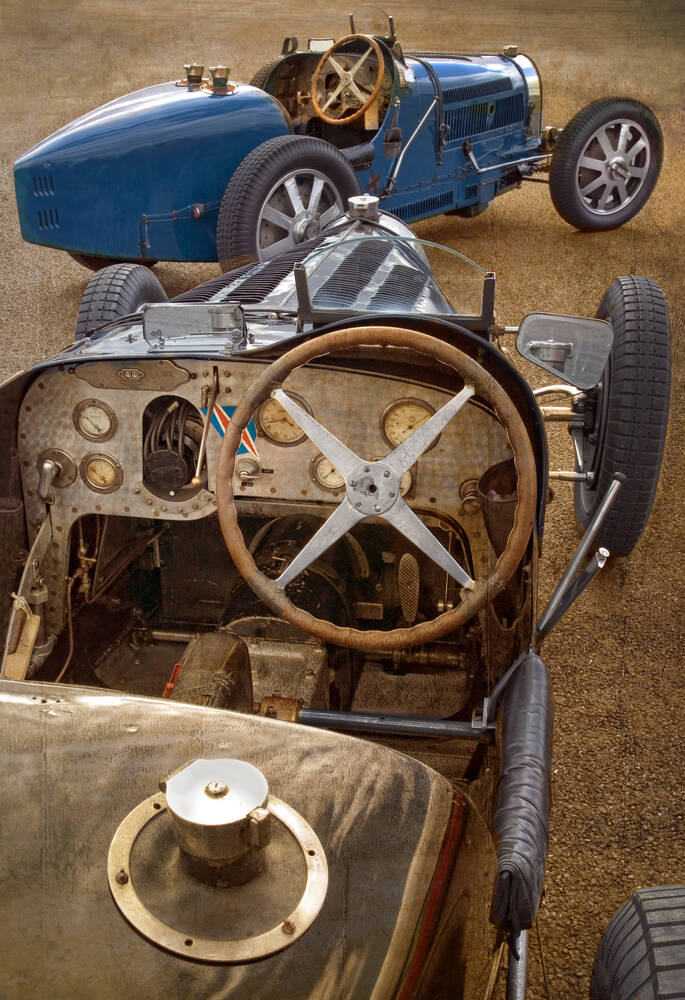 Vintage Bugatti Grand Prix cars - Photographic print for sale
