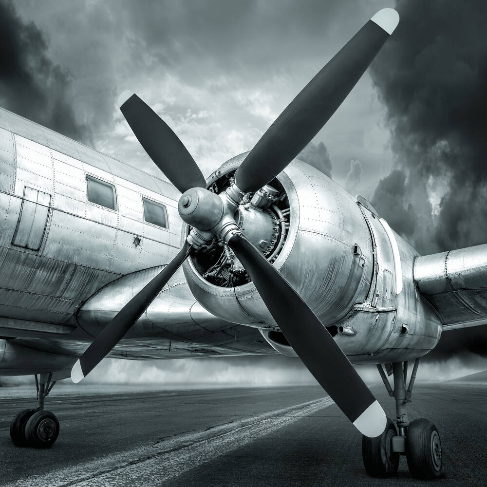 old plane against a dramatic sky - Photographic print for sale