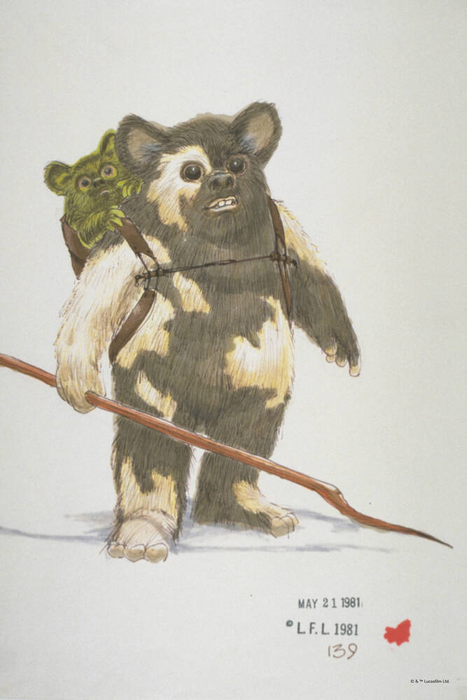Star Wars Concept Art - Ewok carrying a baby Ewok Bild - Kaufen / Verkaufen