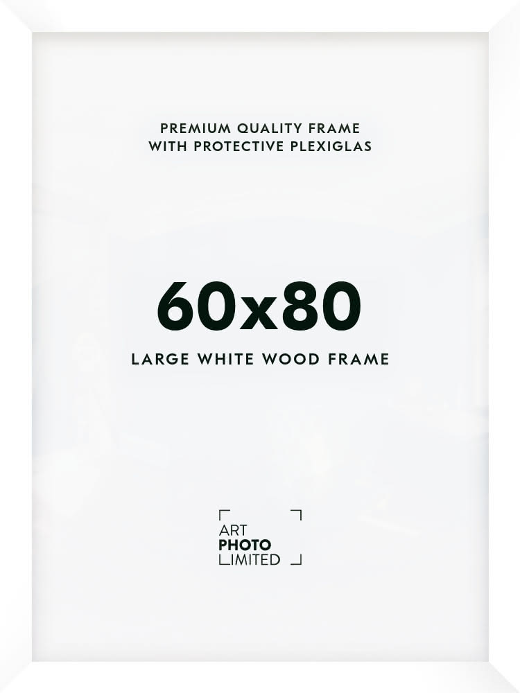 Wide White Wooden frame 60x80cm - Premium Quality - ArtPhotoLimited