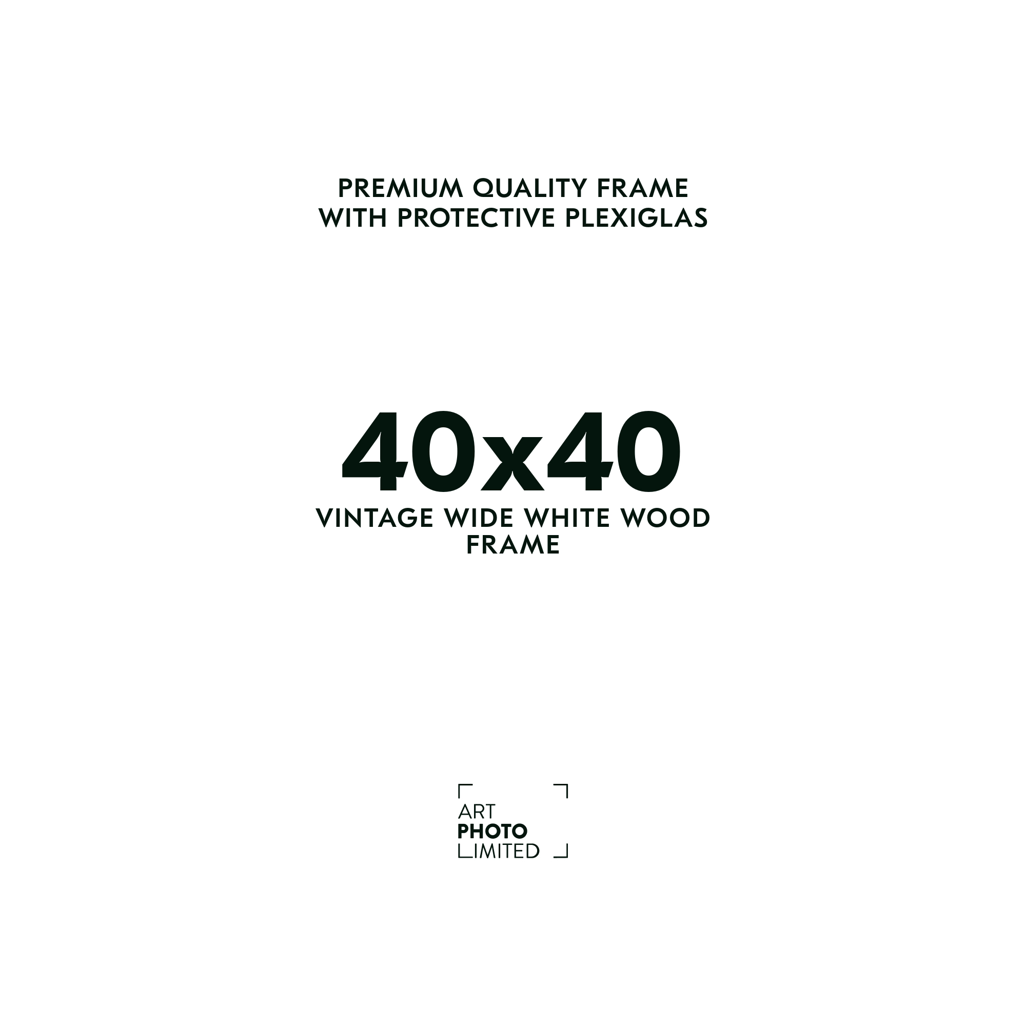 Wide Vintage White Wooden frame 40x40cm - Premium Quality - ArtPhotoLimited