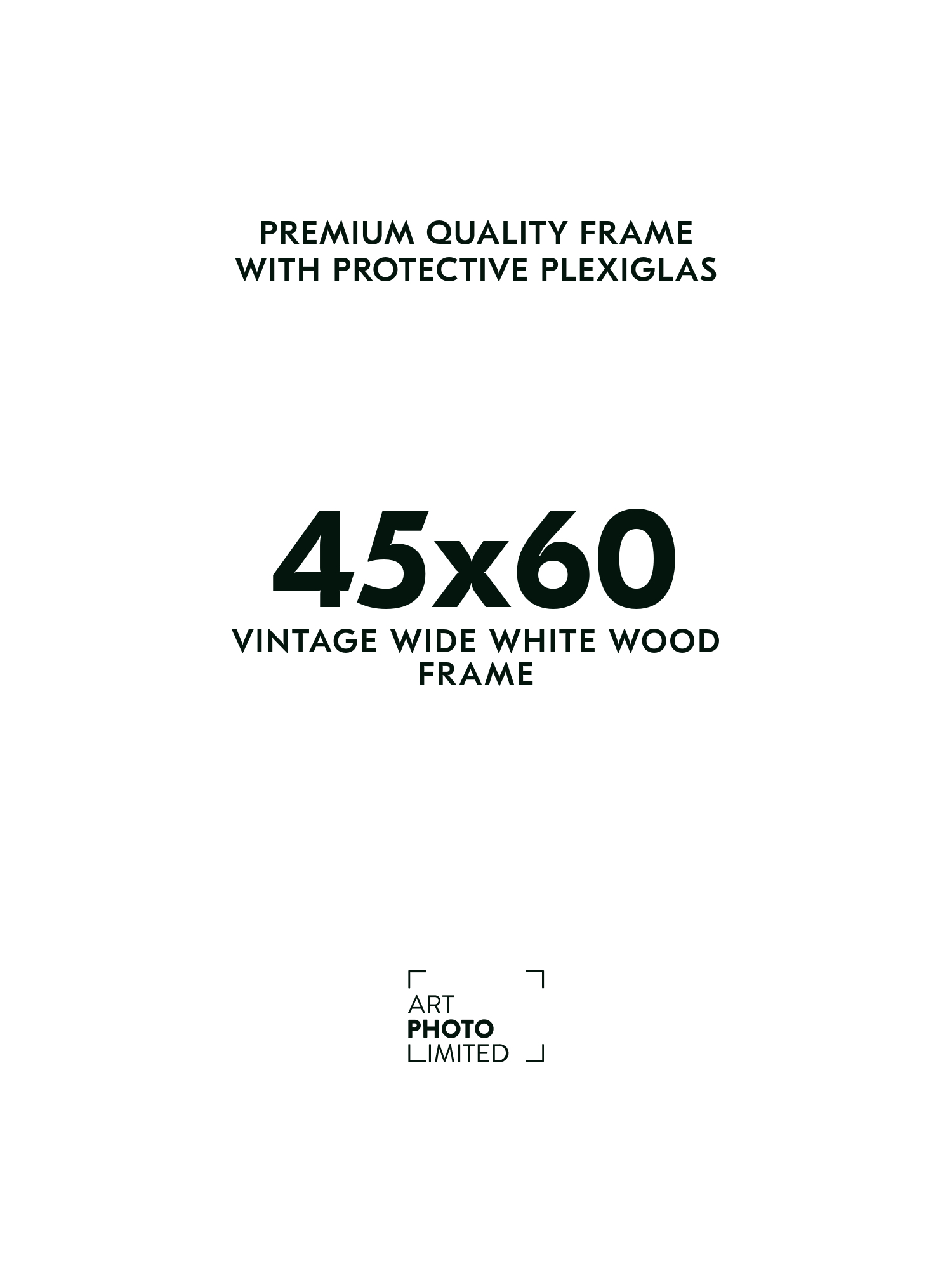 Wide Vintage White Wooden frame 45x60cm - Premium Quality - ArtPhotoLimited