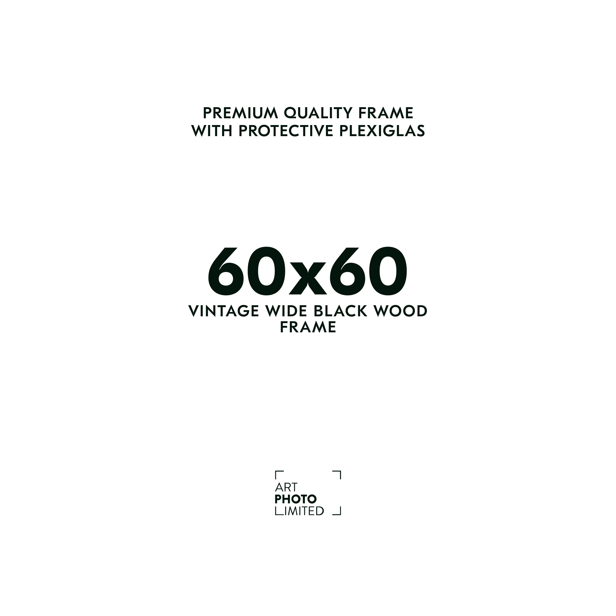 Wide Vintage Black Wooden frame 60x60cm - Premium Quality - ArtPhotoLimited