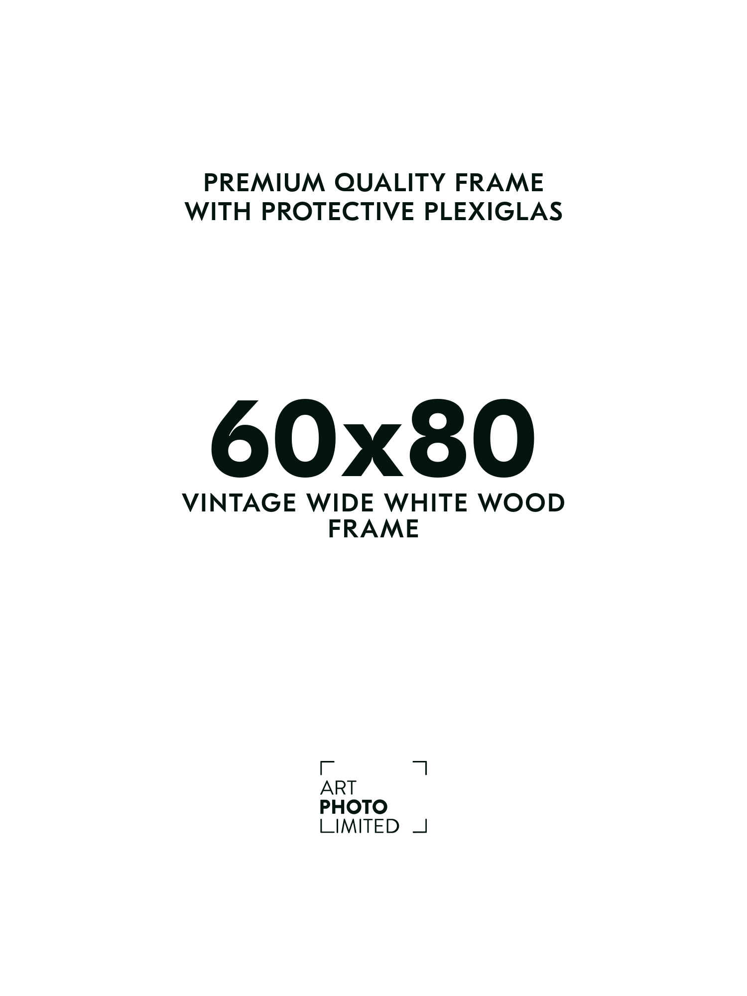 Wide Vintage White Wooden frame 60x80cm - Premium Quality - ArtPhotoLimited