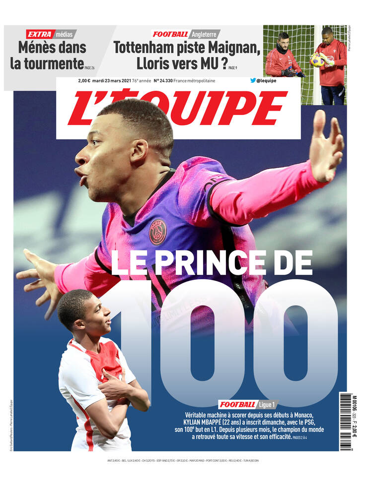 L'Équipe Front Page from March 23, 2021