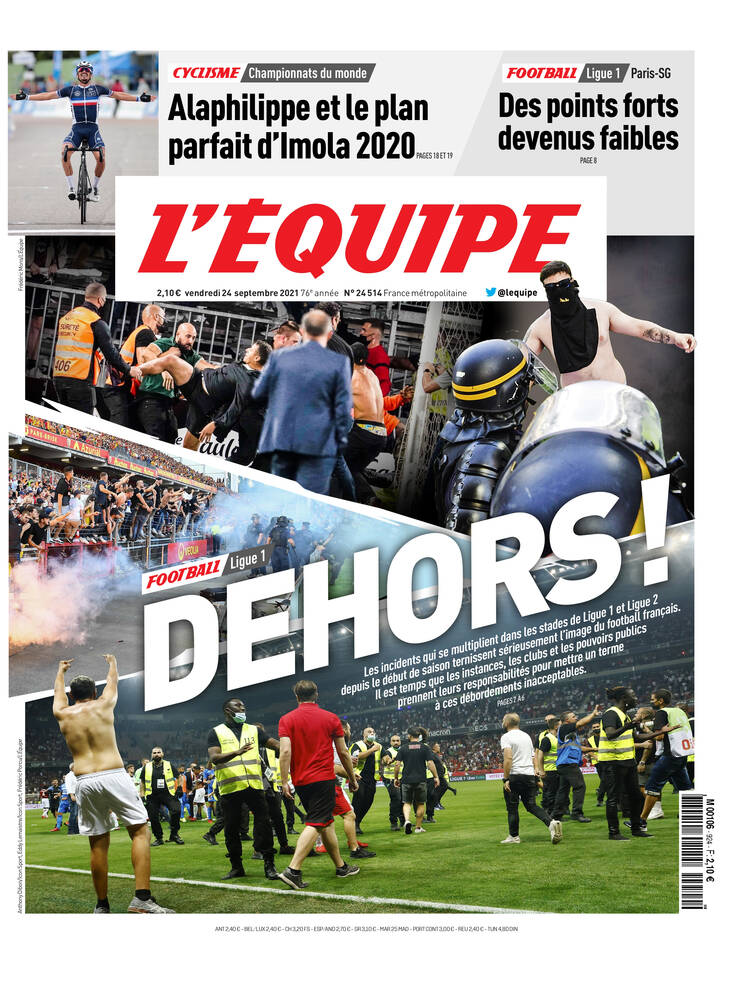 Une de L'Équipe datée du 24 septembre 2021