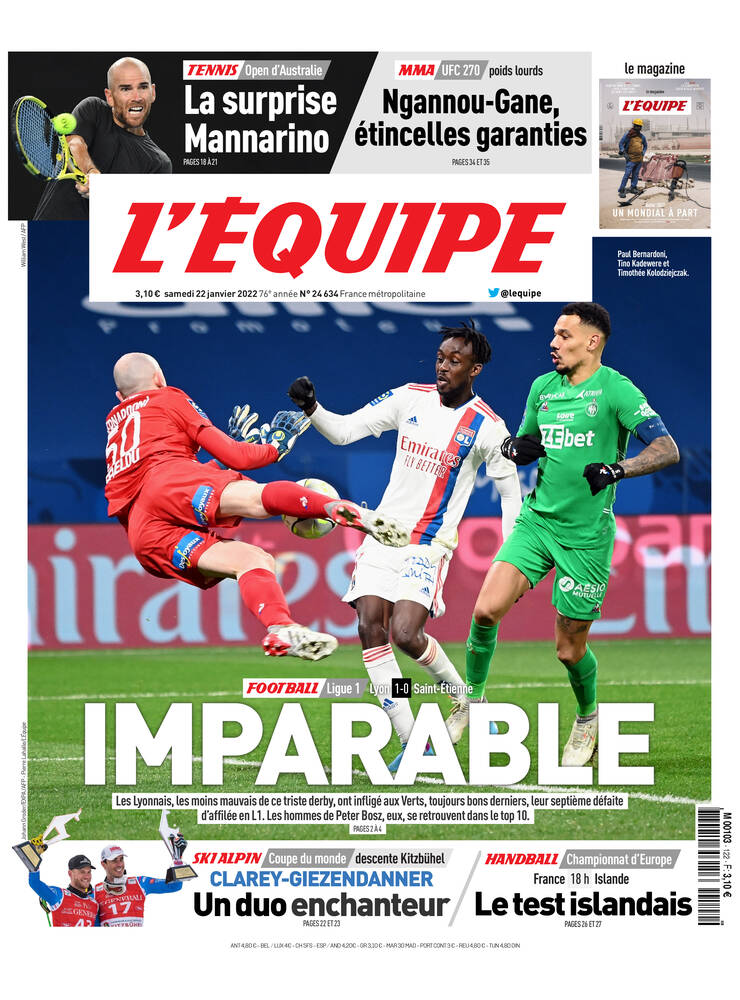 Une de L'Équipe datée du 22 janvier 2022