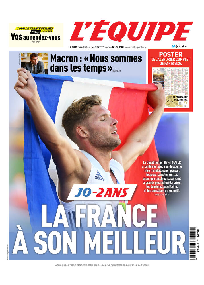 Une de L'Équipe datée du 26 juillet 2022