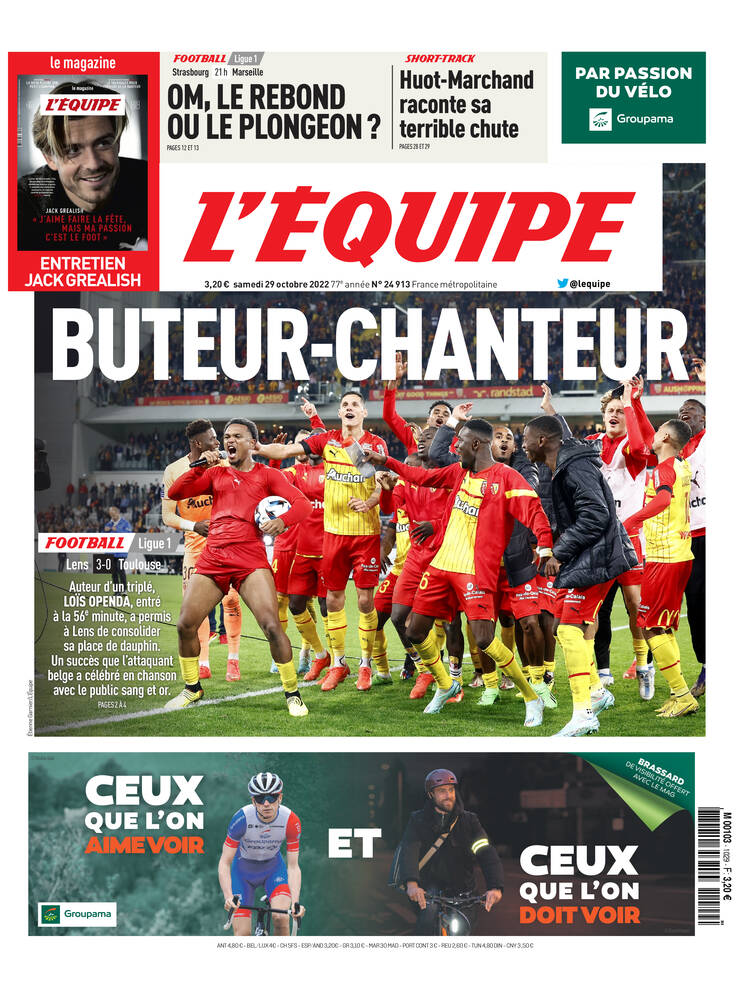 Portada del L'Équipe con fecha 29 de octubre 2022