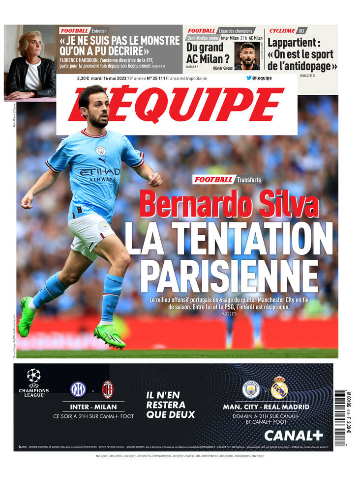 Une de L'Équipe datée du 16 mai 2023