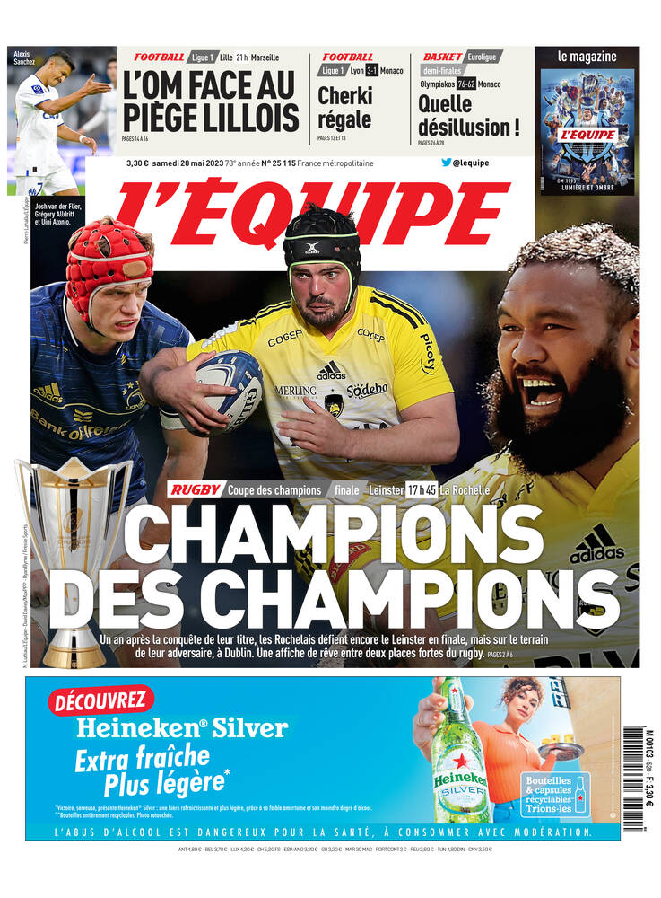 Une de L'Équipe datée du 20 mai 2023