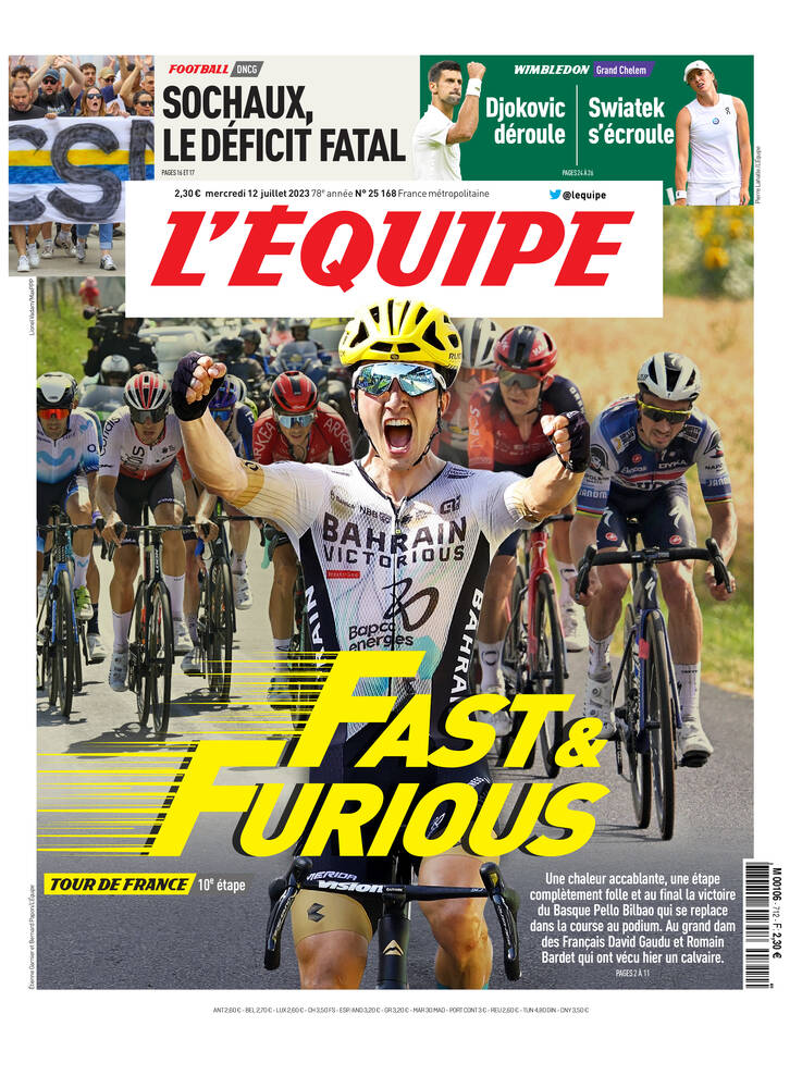 Une de L'Équipe datée du 12 juillet 2023