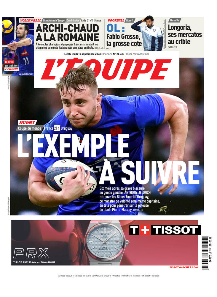 Une de L'Équipe datée du 14 septembre 2023