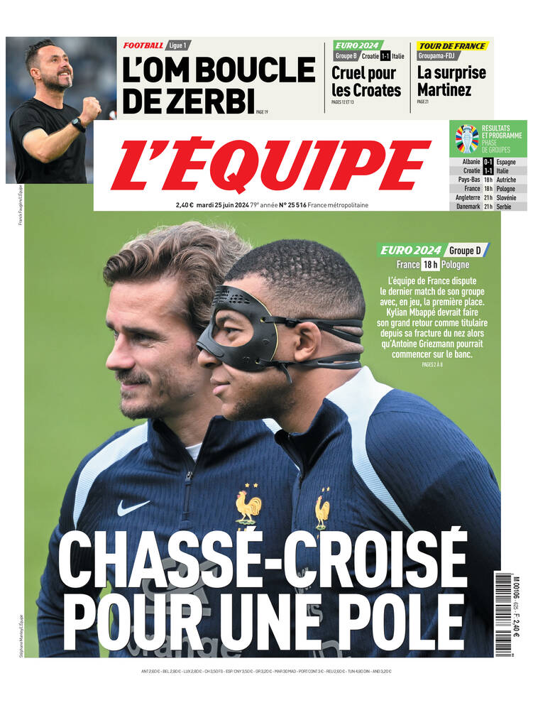 Une de L'Équipe datée du 25 juin 2024