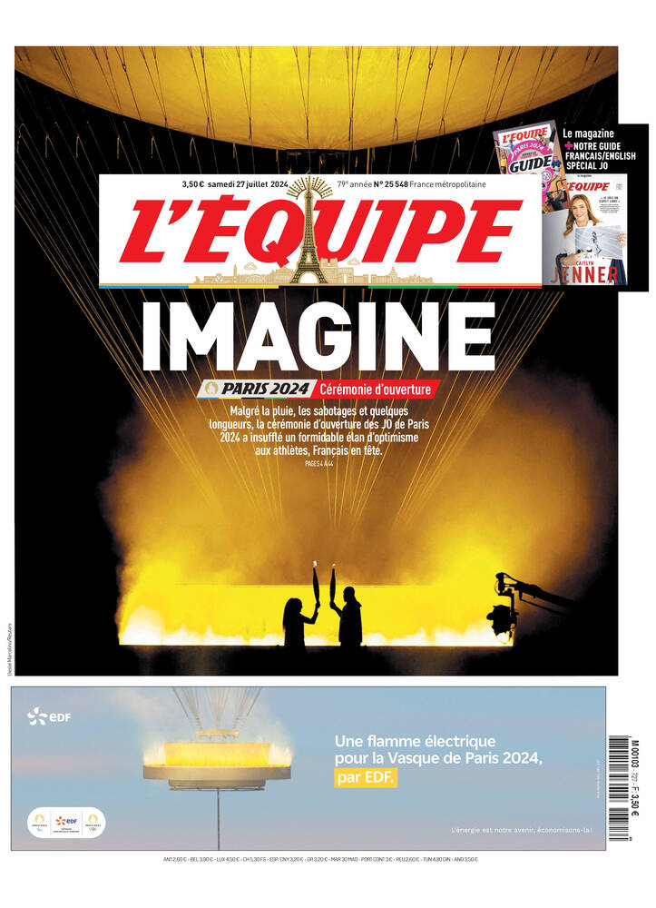 Une de L'Équipe datée du 27 juillet 2024