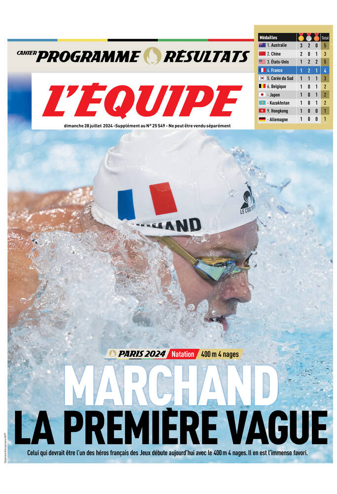 L'Équipe Front Page from July 28, 2024 - Magazine