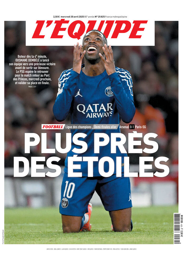 Une de L'Équipe datée du 30 avril 2025