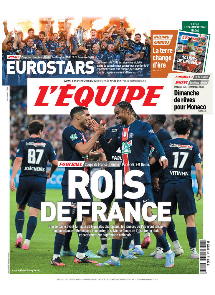 Une de L'Équipe datée du 25 mai 2025