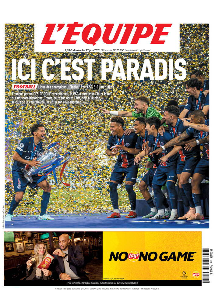 Une de L'Équipe datée du 01 juin 2025