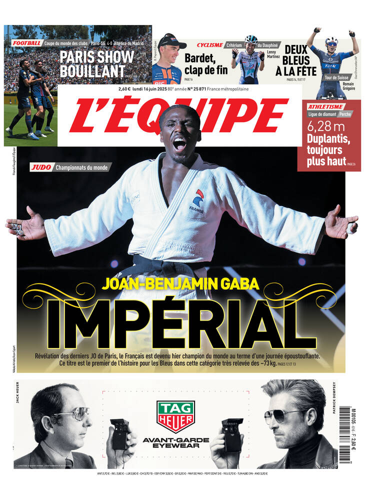 Une de L'Équipe datée du 16 juin 2025