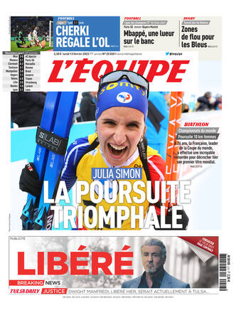Une de L'Équipe datée du 13 février 2023